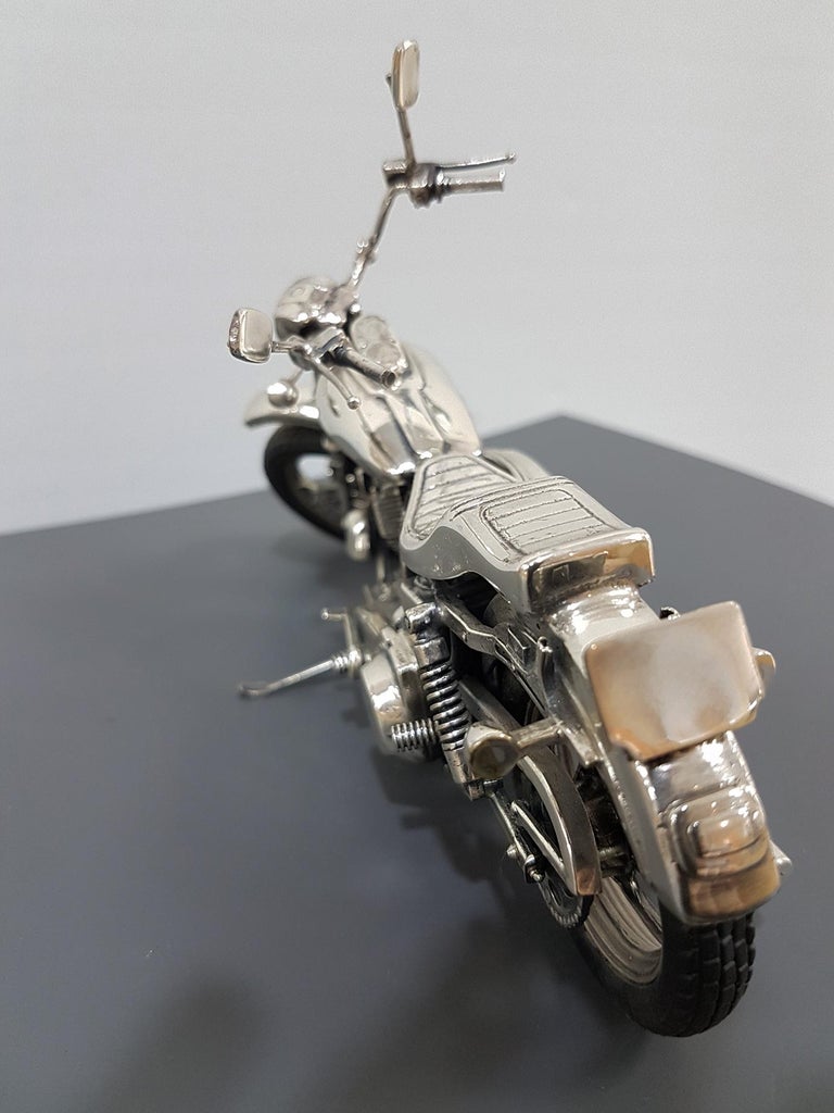 20th Century Sterling Silver Miniature Motorcycle Harley Davidson, Made ...