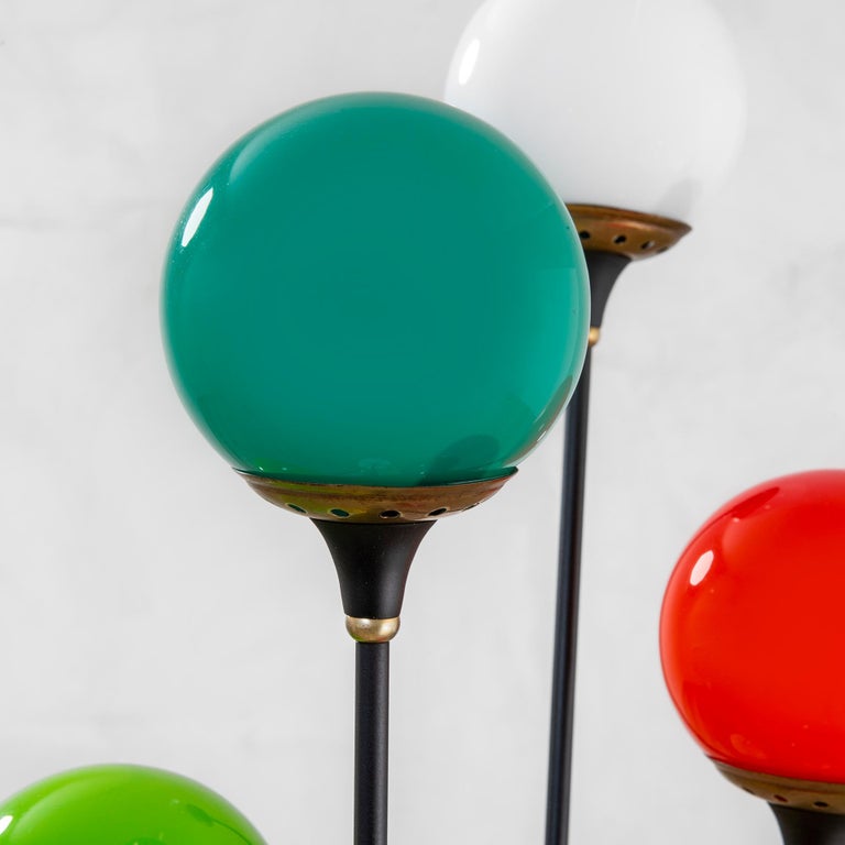 20th Century Stilnovo Floor Lamp Model Alberello with Colored Glass ...