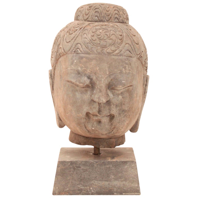 20th Century Stone Buddha Head at 1stDibs