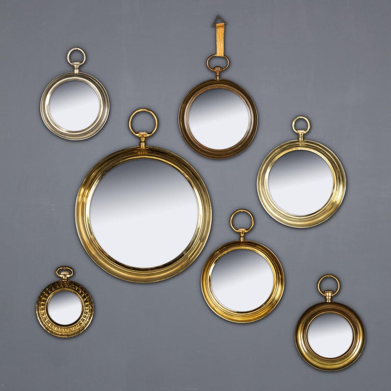 20th Century Striking Collection of Pocket Watch Shaped Mirrors, C.1950 ...