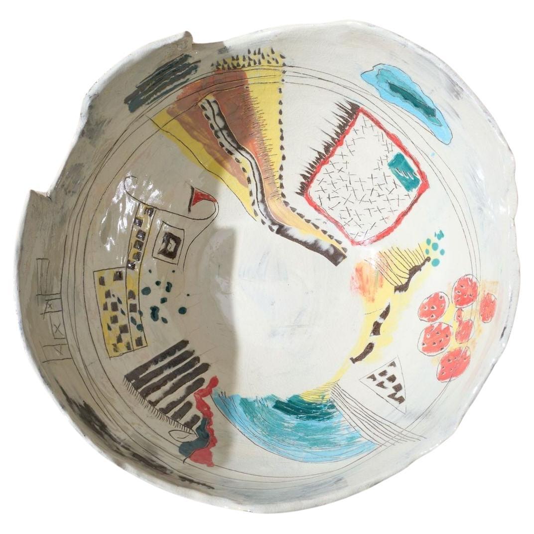 20th century Studio pottery bowl - Large abstract For Sale at 1stDibs