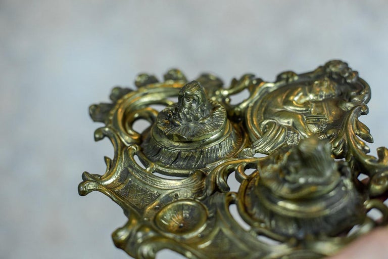 20th Century Stylized Brass Inkpot For Sale at 1stDibs