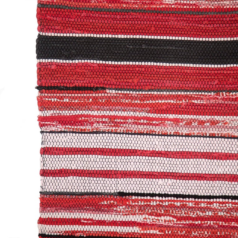 20th Century Swedish Handwoven Cotton Rag Rug For Sale at 1stDibs
