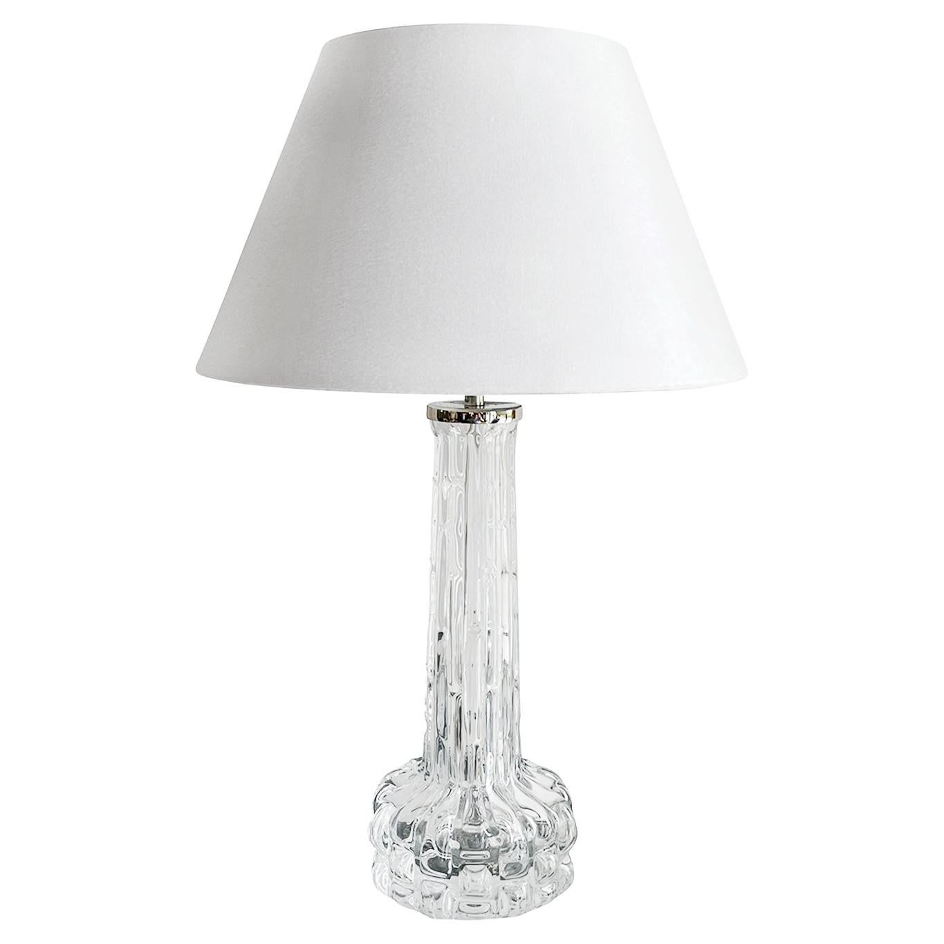 20th Century White Swedish Crystal Glass Table Lamp, Desk Light by ...