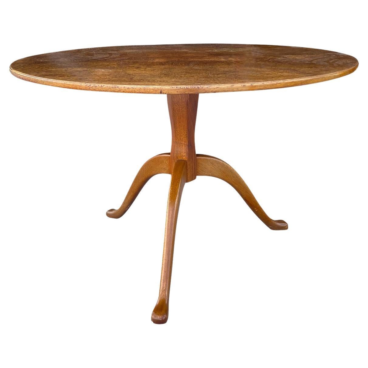Swedish Modern Round Walnut End or Coffee Table by Carl Malmsten For ...