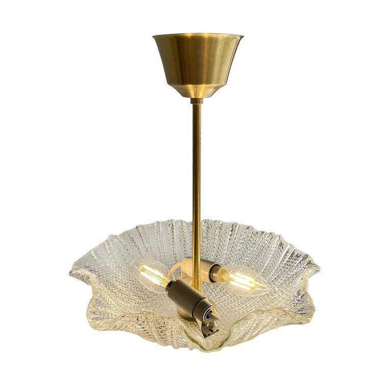 20th Century Swedish Smoked Glass Ceiling Light, Lamp Attributed to ...
