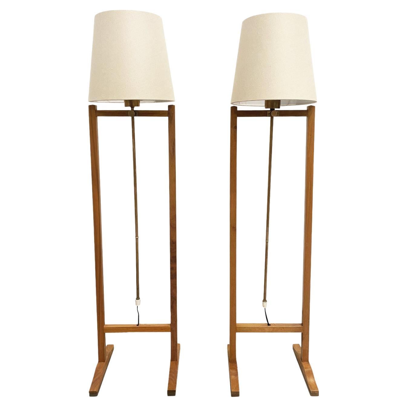 20th Century Swedish Svenskt Tenn Pair of Walnut Floor Lamps by Josef ...