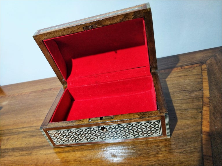 20th Century Syrian Nacre Mother of Pearl and Wood Inlaid Jewelry Box ...