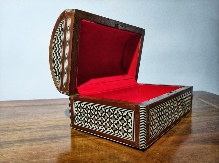 20th Century Syrian Nacre Mother of Pearl and Wood Inlaid Jewelry Box ...