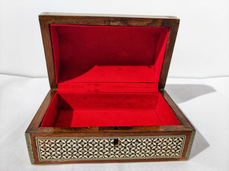 20th Century Syrian Nacre Mother of Pearl and Wood Inlaid Jewelry Box ...