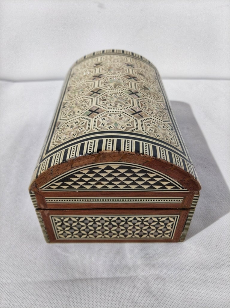 20th Century Syrian Nacre Mother of Pearl and Wood Inlaid Jewelry Box ...