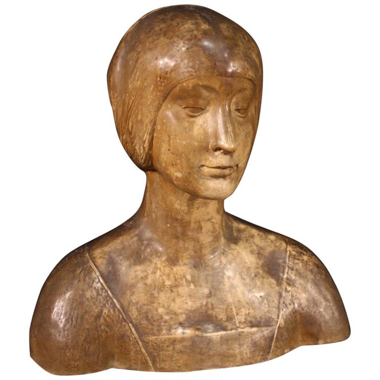 20th Century Terracotta Italian Sculpture Bust of Woman, 1950 at 1stDibs