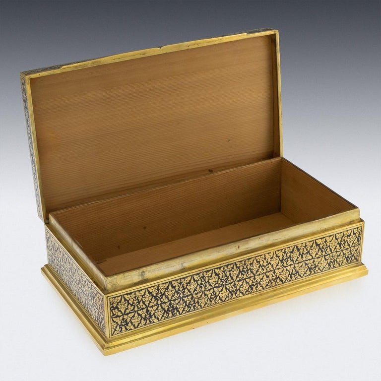 20th Century Thai Royal Silver-Gilt Niello Enamel Cigar Box, Bangkok ...
