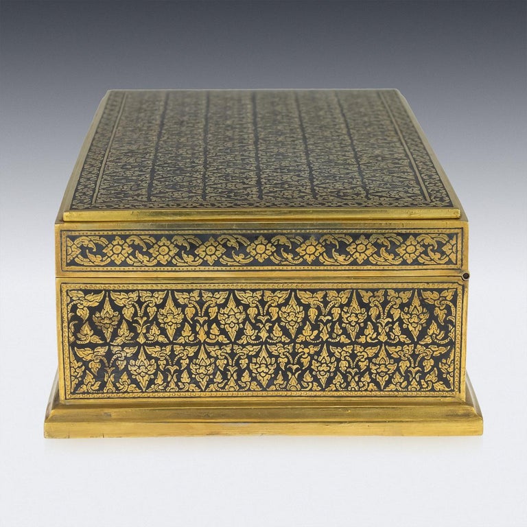 20th Century Thai Royal Silver-Gilt Niello Enamel Cigar Box, Bangkok ...
