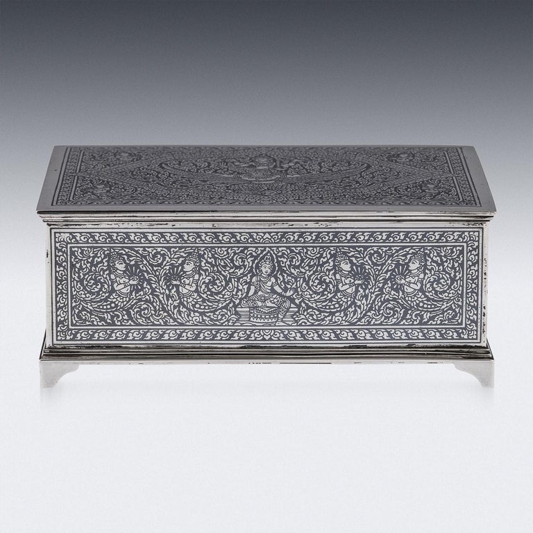 20th Century Thai Solid Silver and Niello Box, Bangkok, c.1940 For Sale ...