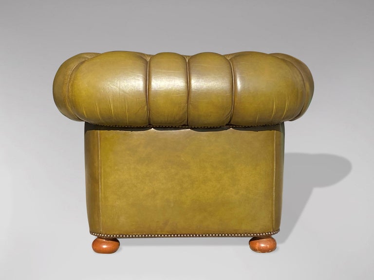 20th Century Three Piece Green Leather Chesterfield Suite For Sale at ...