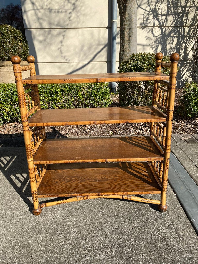 20th Century Tiger Bamboo Shelf Four Tier Shelf at 1stDibs