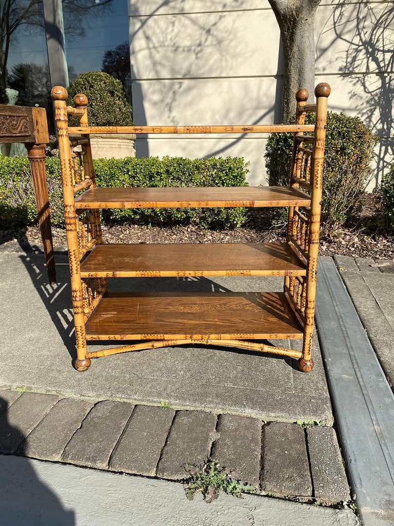 20th Century Tiger Bamboo Shelf Four Tier Shelf at 1stDibs
