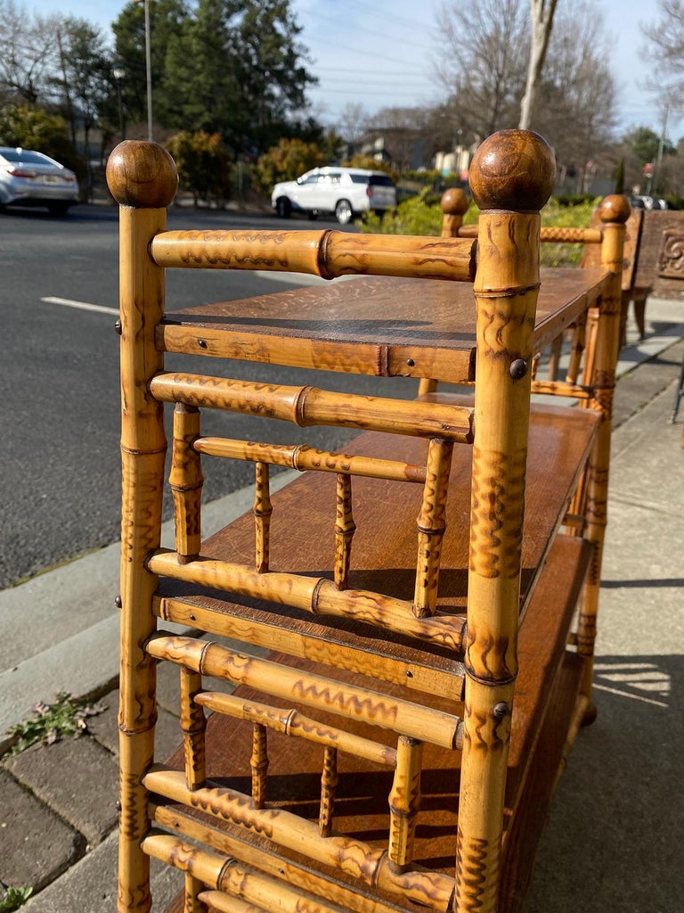 20th Century Tiger Bamboo Shelf Four Tier Shelf at 1stDibs