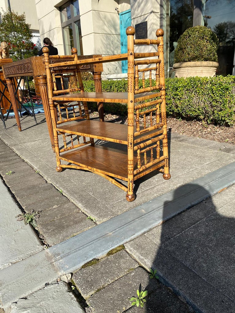 20th Century Tiger Bamboo Shelf Four Tier Shelf at 1stDibs