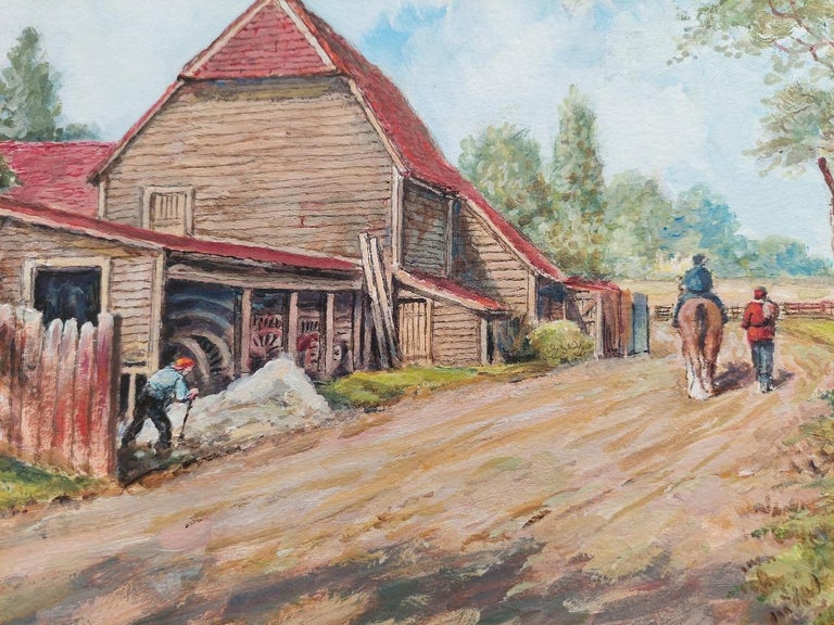 20th Century Traditional English Painting a Farm in Claygate, Surrey ...
