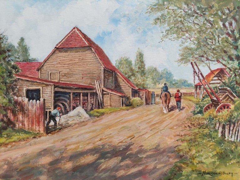 20th Century Traditional English Painting a Farm in Claygate, Surrey ...