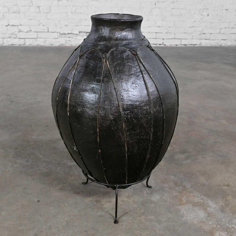 20th Century Tribal Large Scale Clay Fermenting Pot or Water Jug Black ...