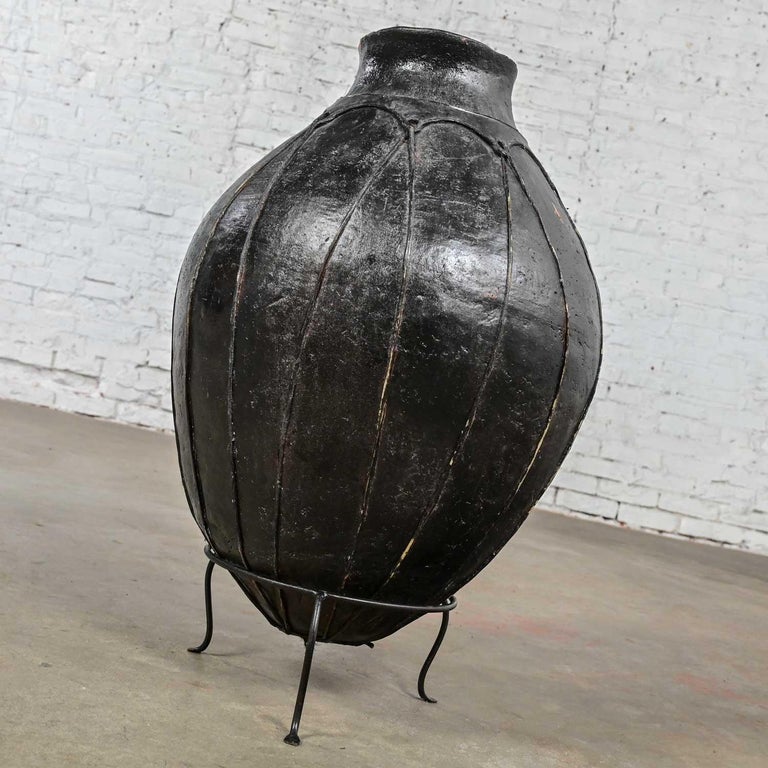20th Century Tribal Large Scale Clay Fermenting Pot or Water Jug Black ...