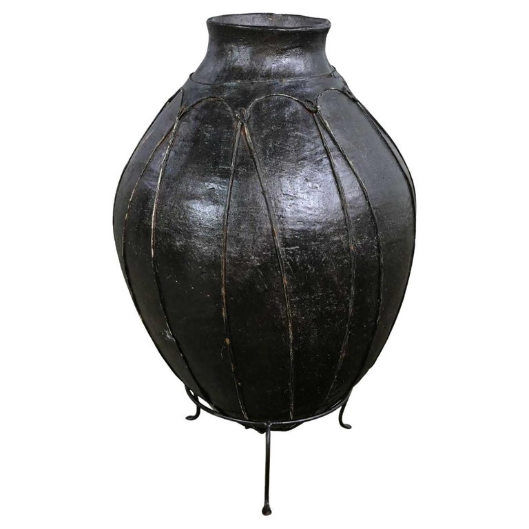 20th Century Tribal Large Scale Clay Fermenting Pot or Water Jug Black ...