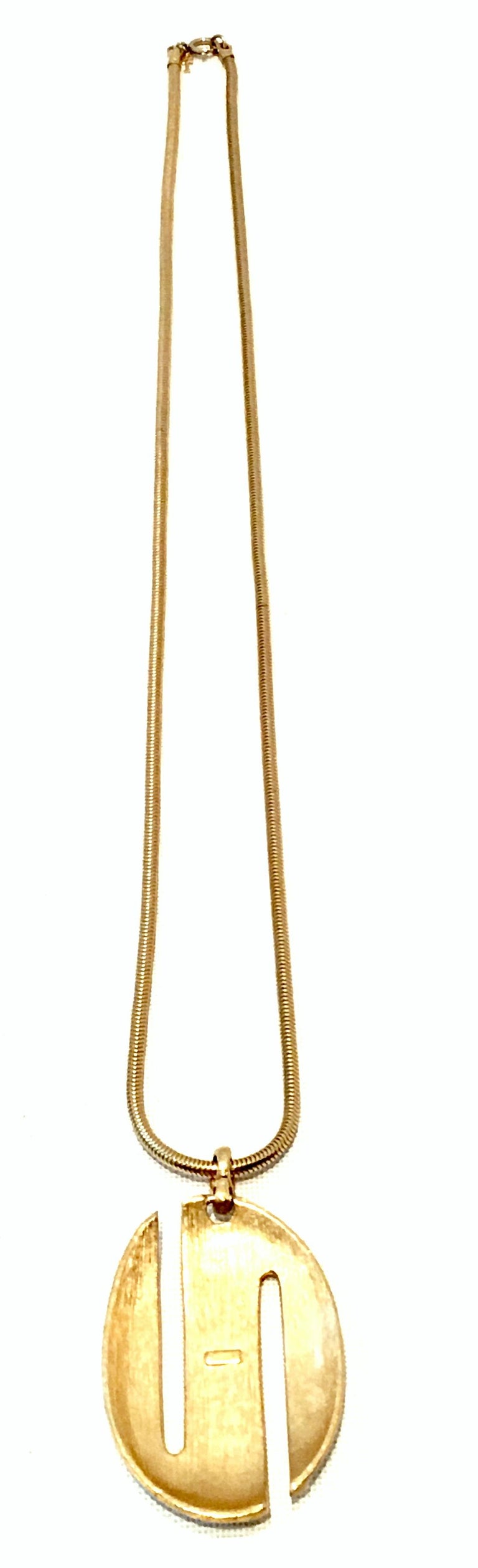 20th Century Trifari Crown Gold Plate and White Enamel Modernist ...