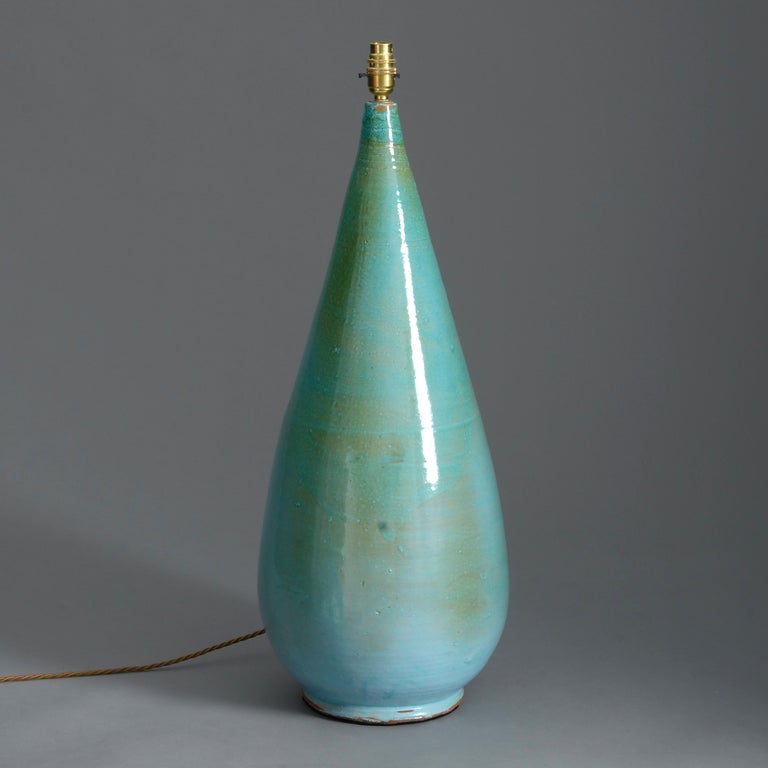 20th Century Turquoise Glazed Studio Pottery Vase Lamp at 1stDibs