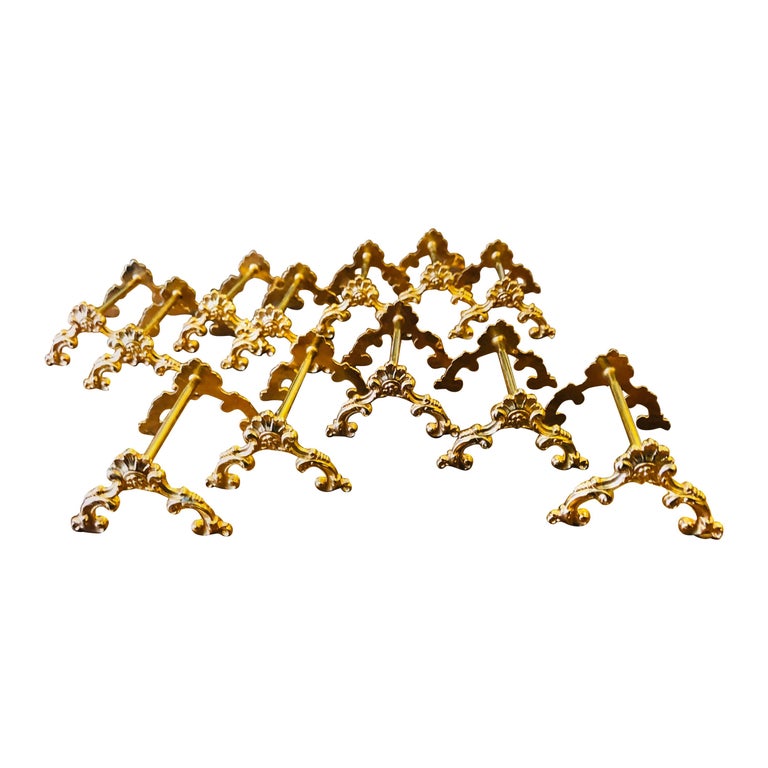 20th Century Twelve French Gold-Plated Knife Rests with Floral ...