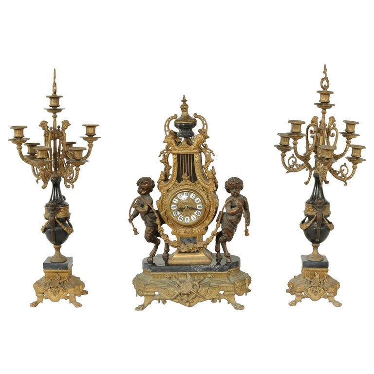 20th Century Two-Tone Bronze Three-Piece Garniture Set at 1stDibs