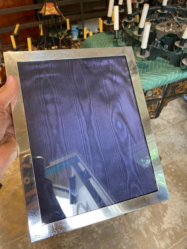 20th Century Unmarked Sterling Silver 7x9 Picture Frame For Sale at 1stDibs