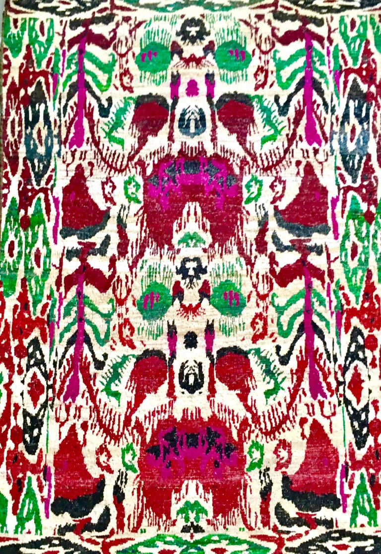 20th Century Vibrant and Luxurious Hand Made Silk Ikat "Sari" Rug at ...