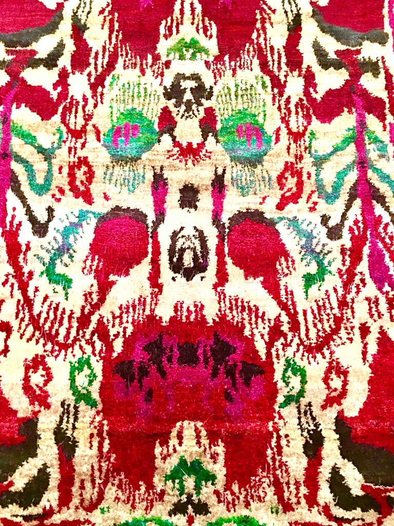 20th Century Vibrant and Luxurious Hand Made Silk Ikat "Sari" Rug at ...
