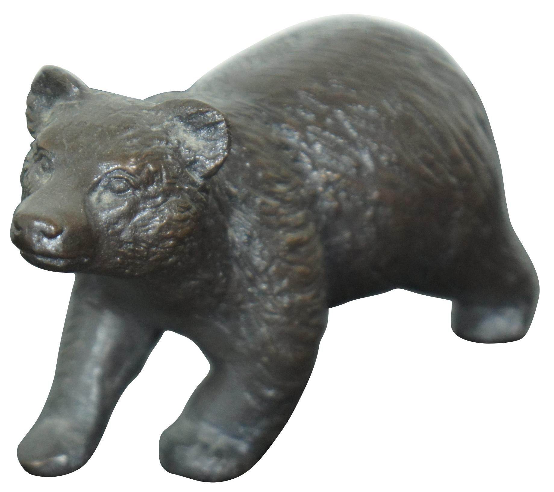 20th Century Vintage Bronze Bear Figurine Paperweight Sculpture Statue ...