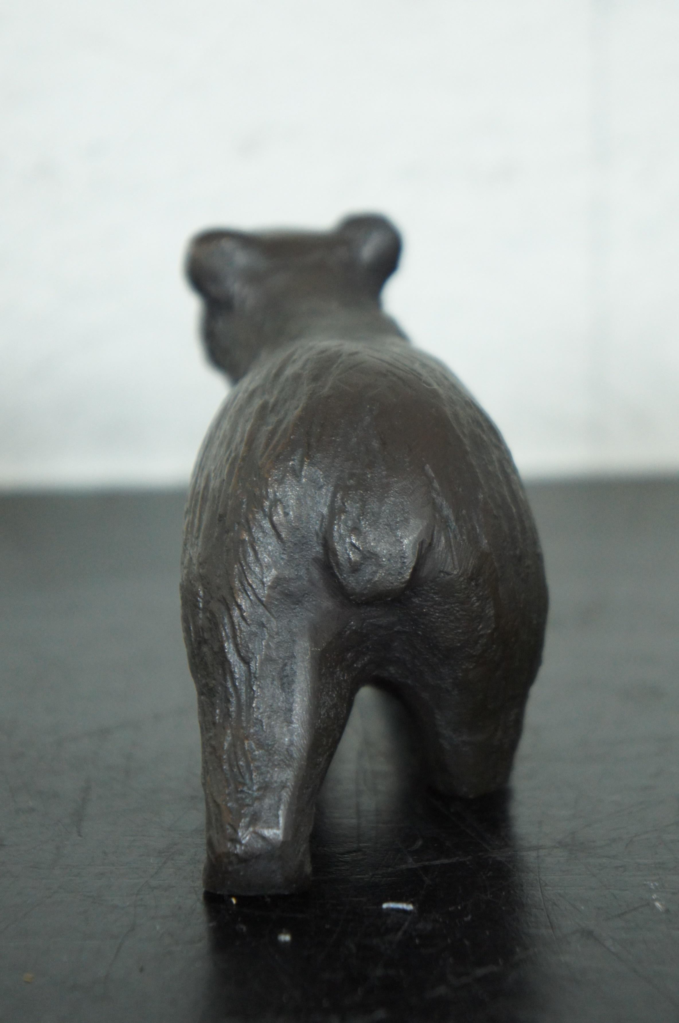 20th Century Vintage Bronze Bear Figurine Paperweight Sculpture Statue ...