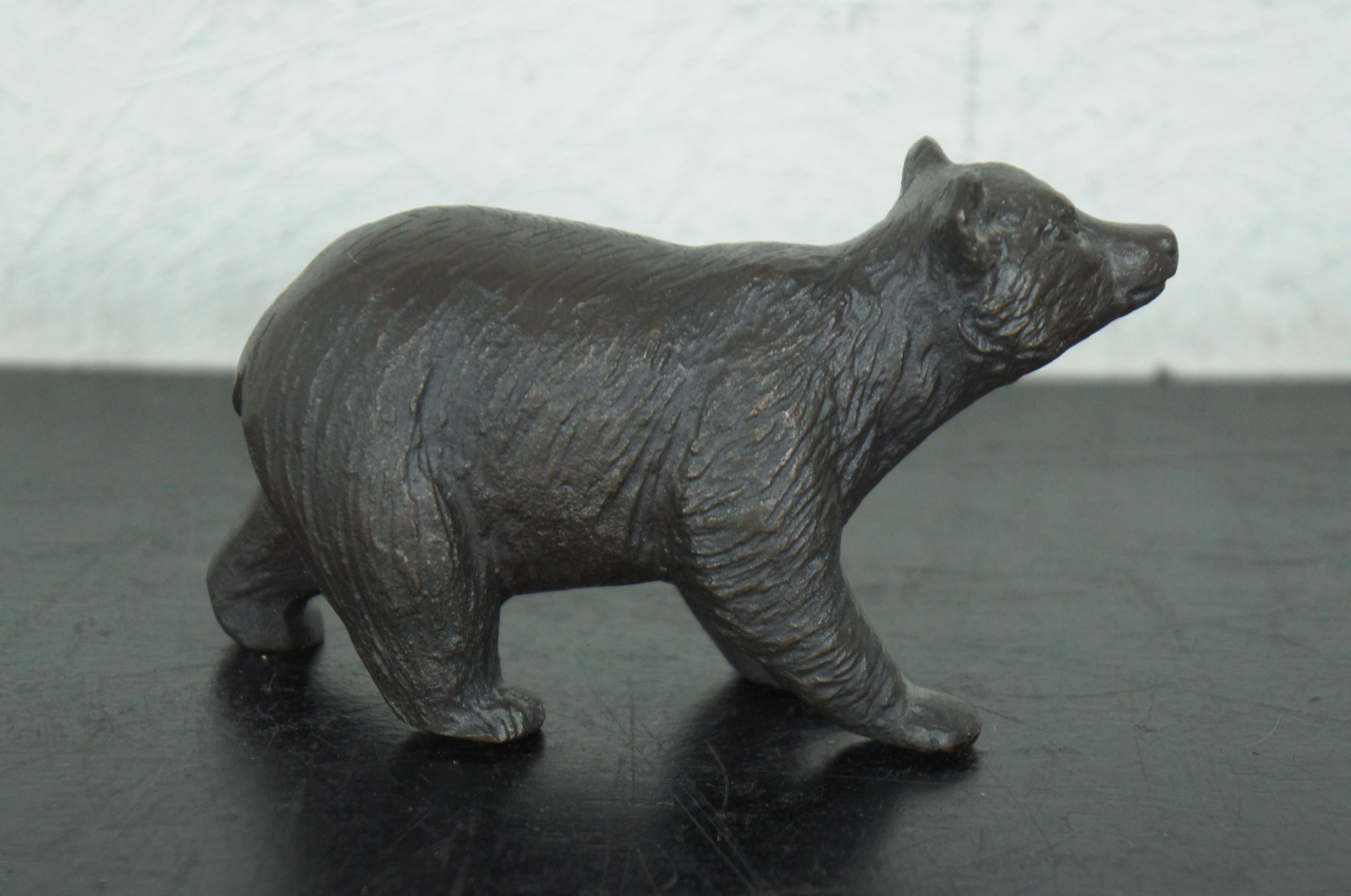 20th Century Vintage Bronze Bear Figurine Paperweight Sculpture Statue ...