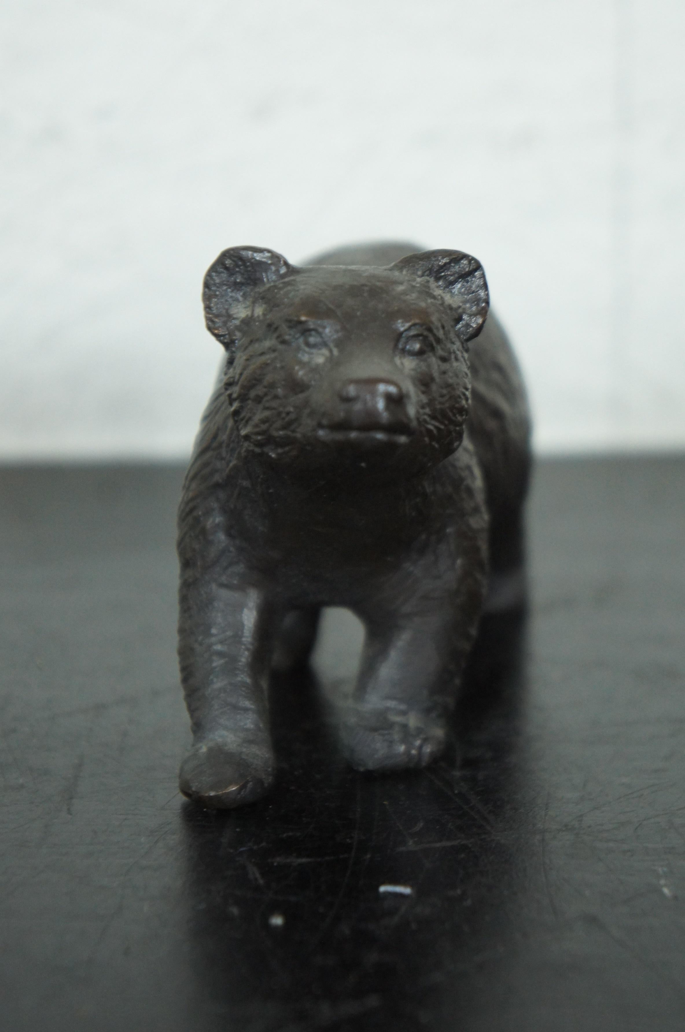 20th Century Vintage Bronze Bear Figurine Paperweight Sculpture Statue ...