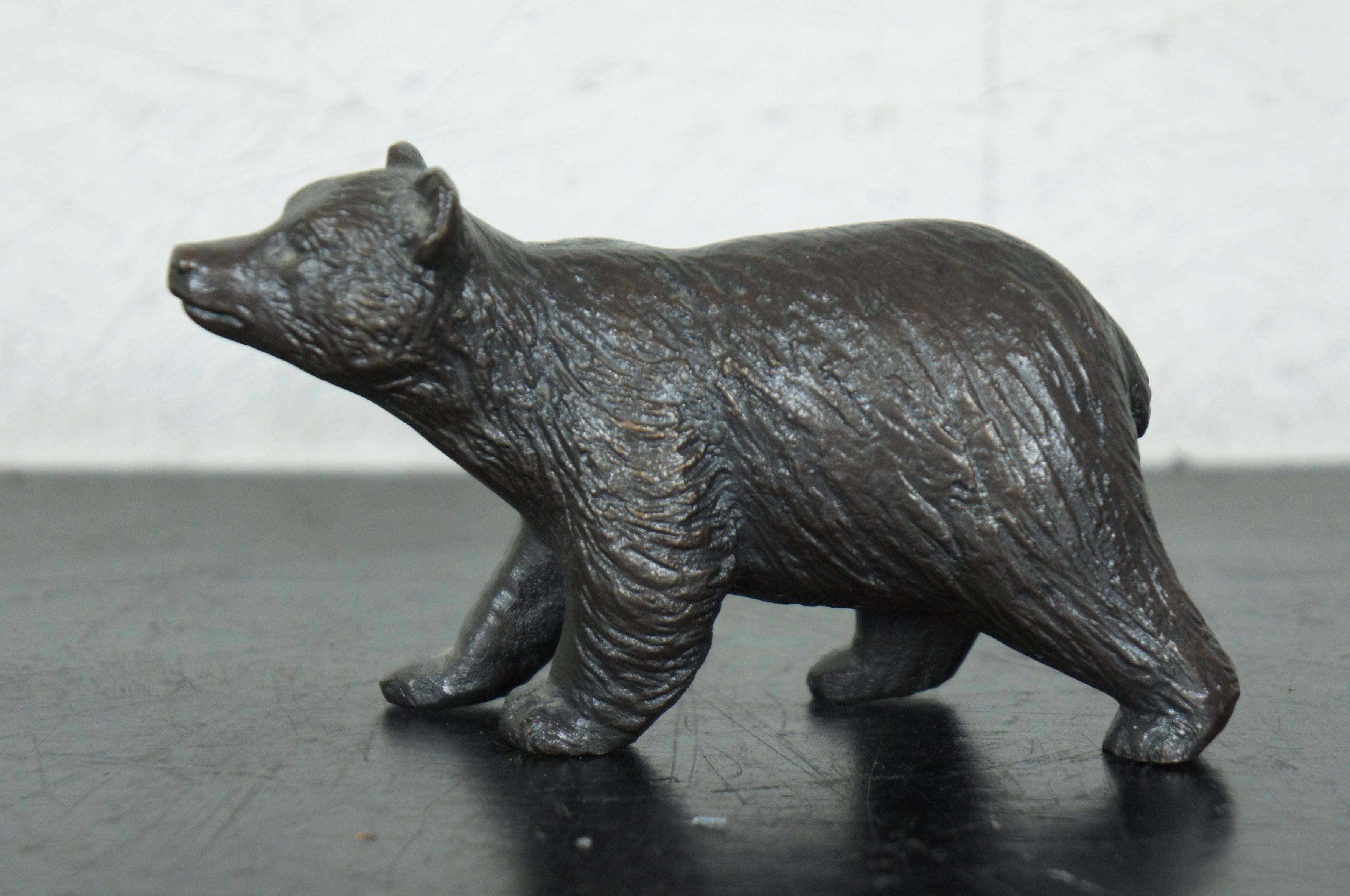 20th Century Vintage Bronze Bear Figurine Paperweight Sculpture Statue ...