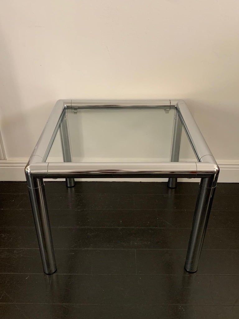 20th Century Vintage Chrome Tubular Glass End Table For Sale at 1stDibs