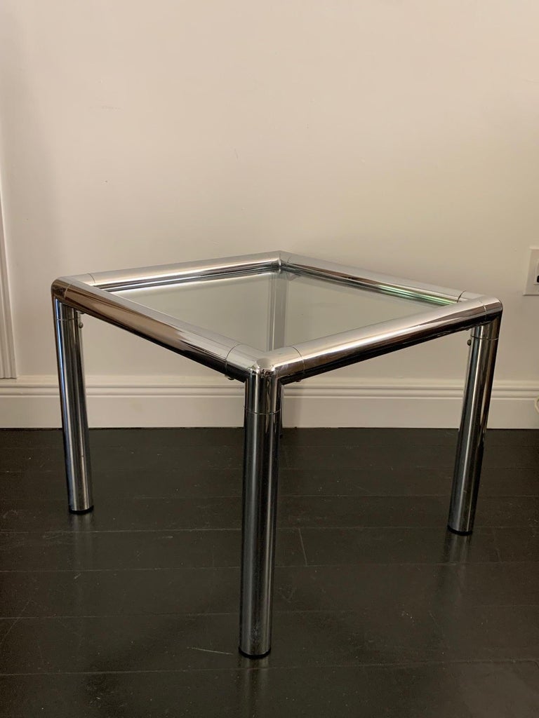 20th Century Vintage Chrome Tubular Glass End Table For Sale at 1stDibs