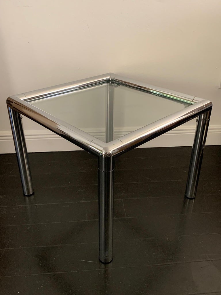 20th Century Vintage Chrome Tubular Glass End Table For Sale at 1stDibs