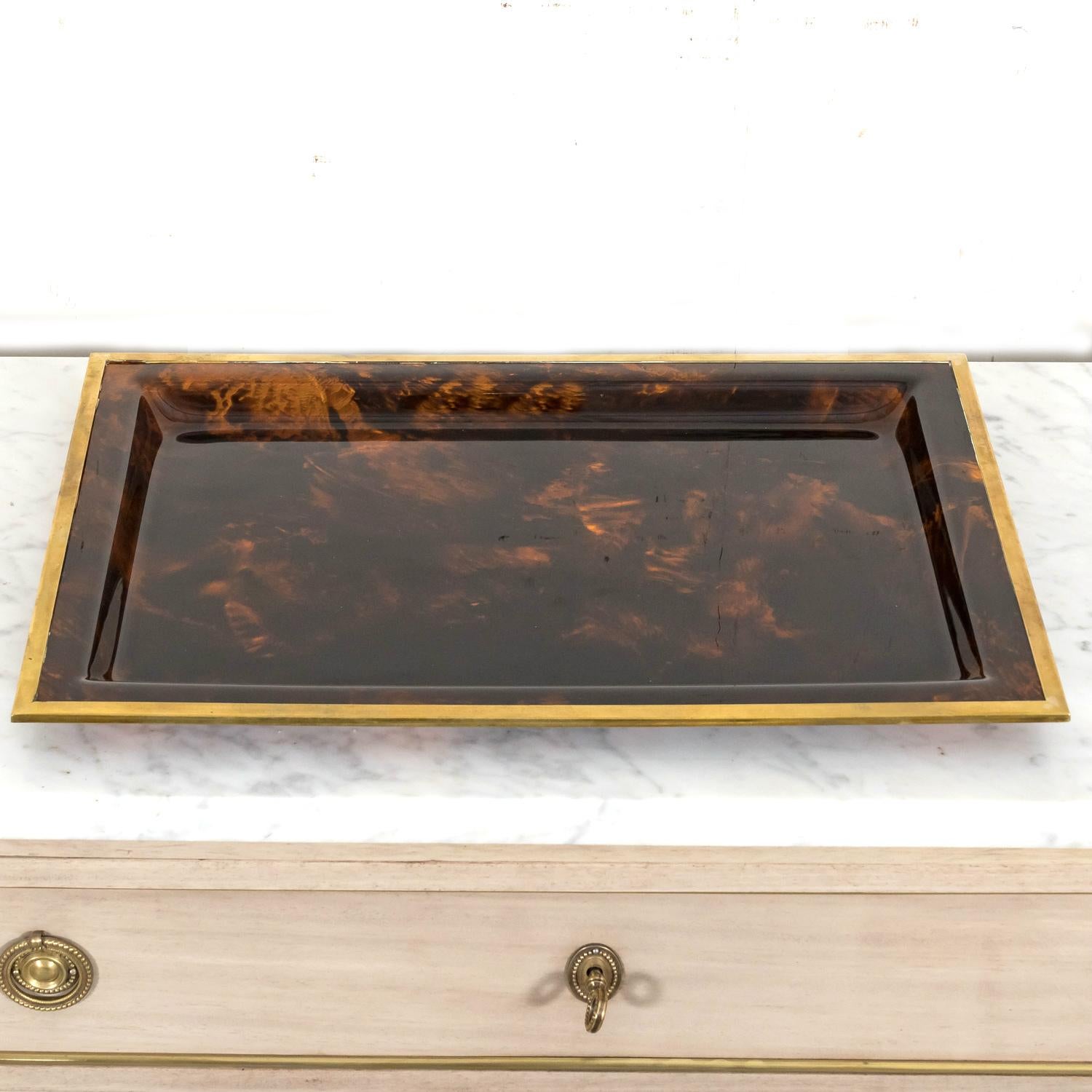 20th Century Vintage Dior Faux Tortoiseshell Lucite Serving Tray For Sale at 1stDibs