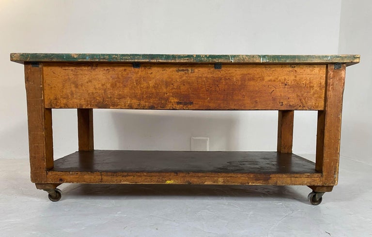 20th Century Vintage Industrial Workbench Baker's Table Kitchen Island ...