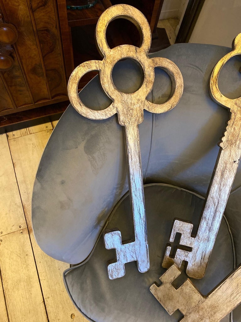 20th Century Vintage Keys in Silvery Wood Decoration, Set of 3 For Sale ...