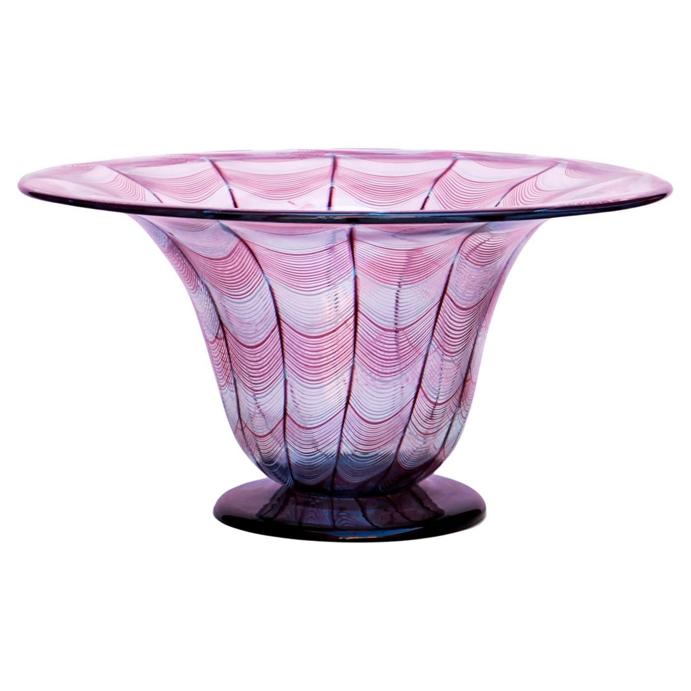 20th century Vintage Murano pink and purple glass vase For Sale at 1stDibs