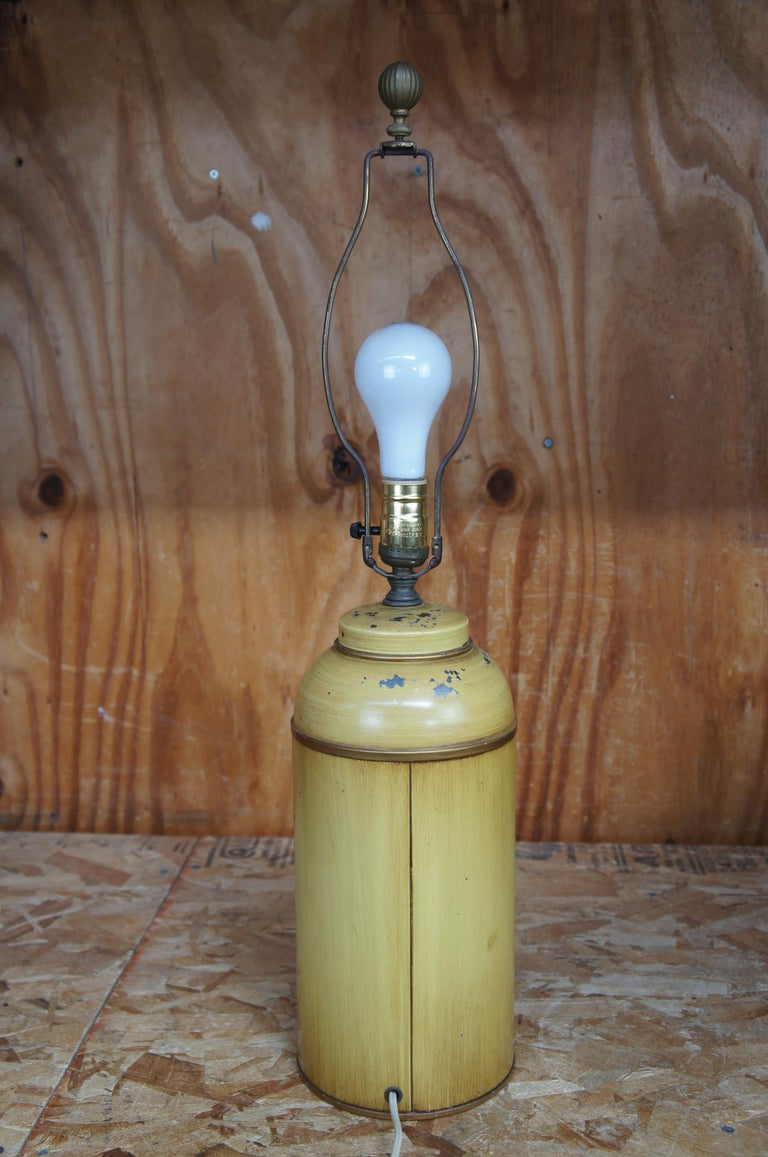 20th Century Vintage Tole Painted Floral Tin Tea Canister Jar Lamp W ...