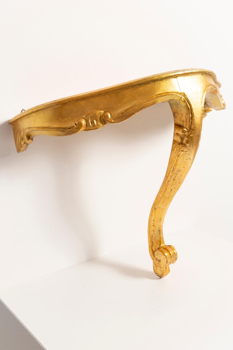 20th Century Wall Console Table Shelf Gold Curvy Decorative Leg, Europe ...